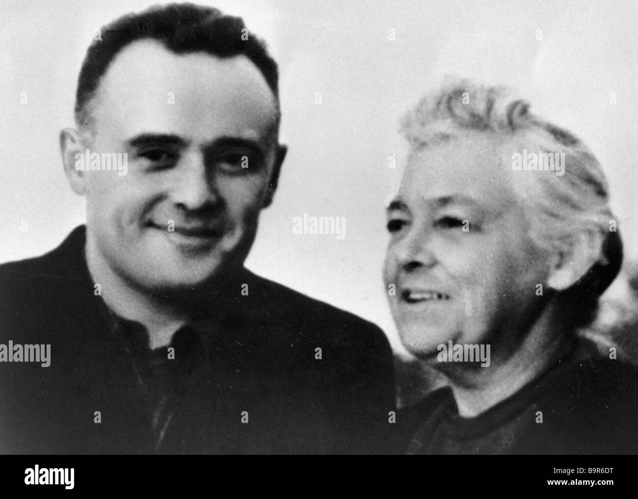 Designer Sergei Korolev 1907 1966 with his mother left to right Stock ...