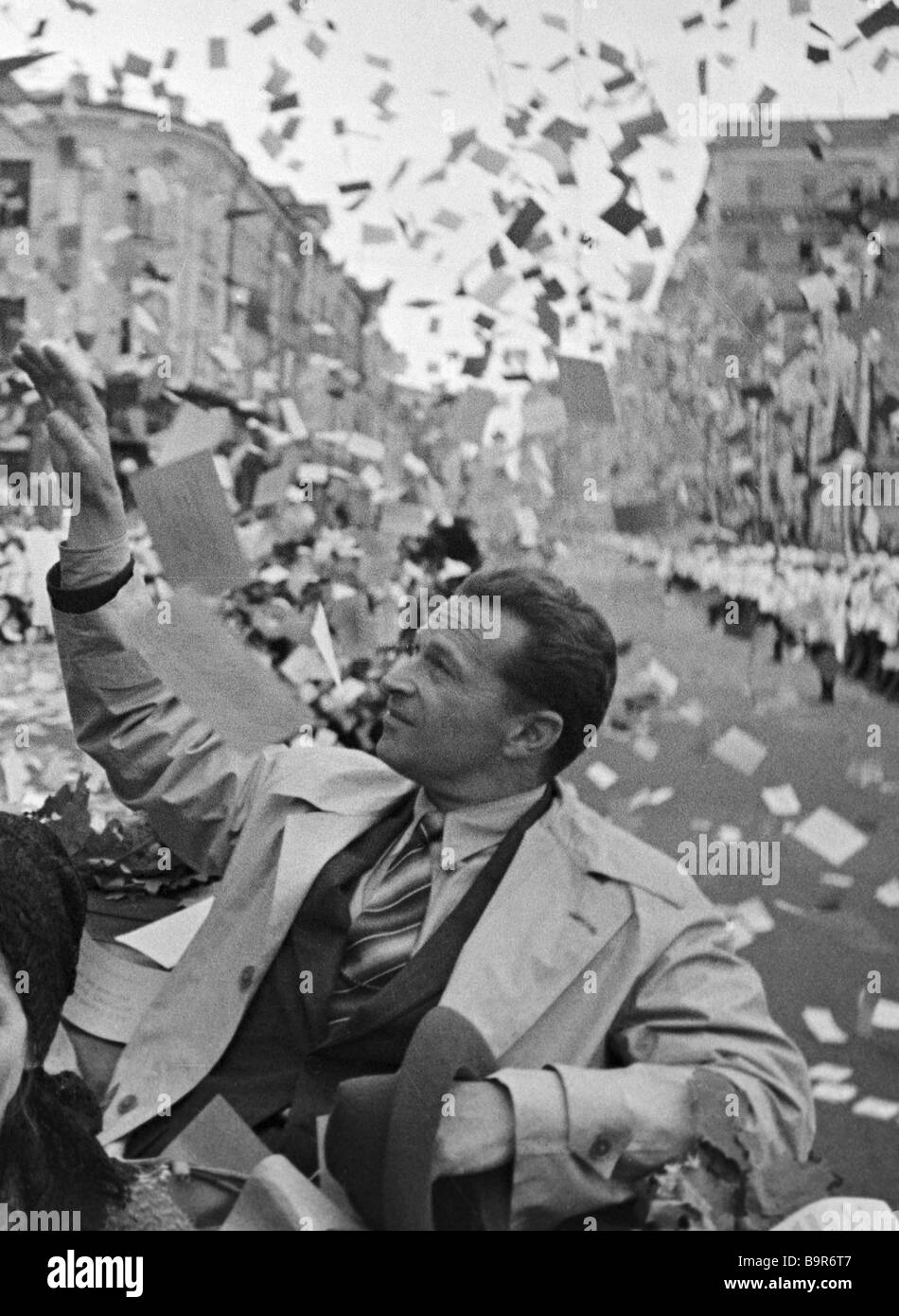 Soviet pilot Mikhail Gromov a crew member of non stop flight Moscow ...