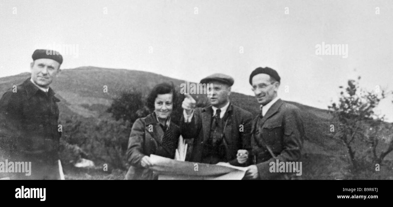Soviet military leader Kirill Meretskov second right in Spain during ...