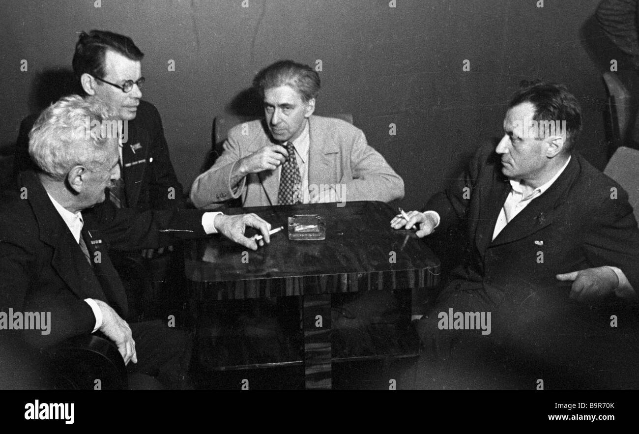 Soviet writers left to right Shalva Dadiani Mikhail Isakovsky Ilya ...