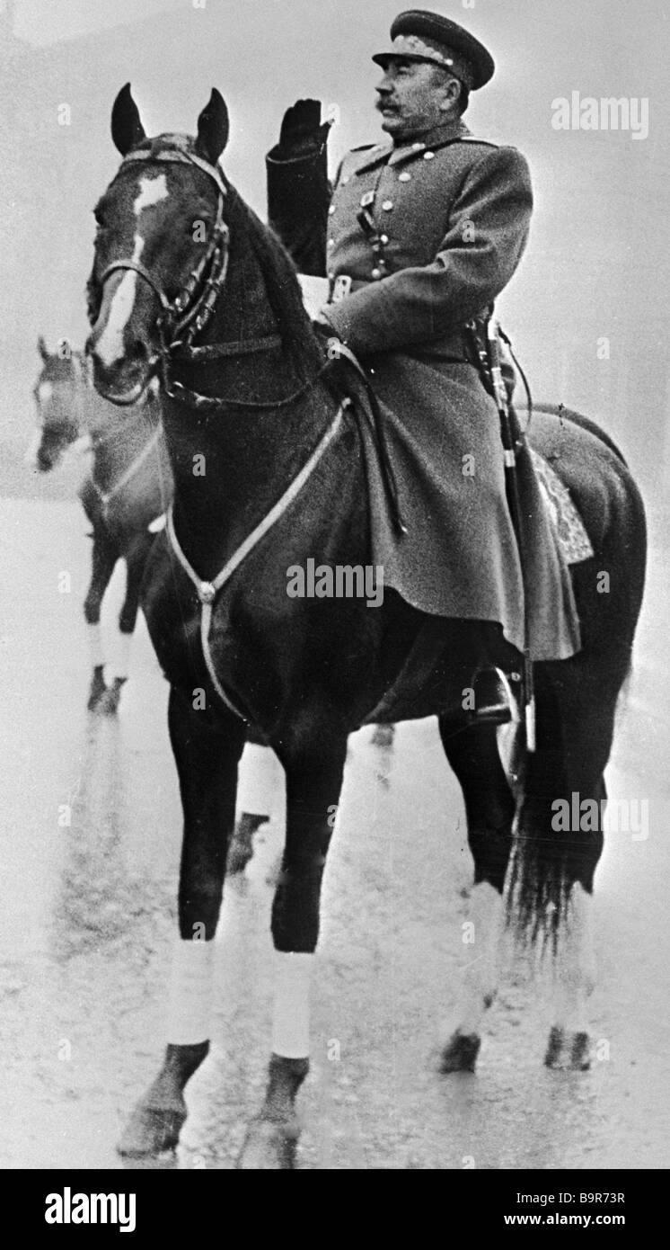 Marshal of the Soviet Union Semyon Budyonny during parade in Moscow ...