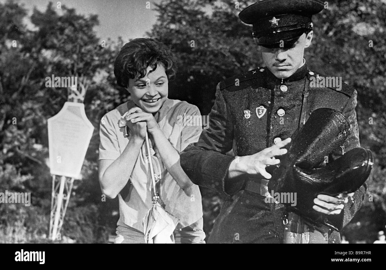 Actor Alexander Lenkov as Sergeant Lagoda right and actress Zoya ...