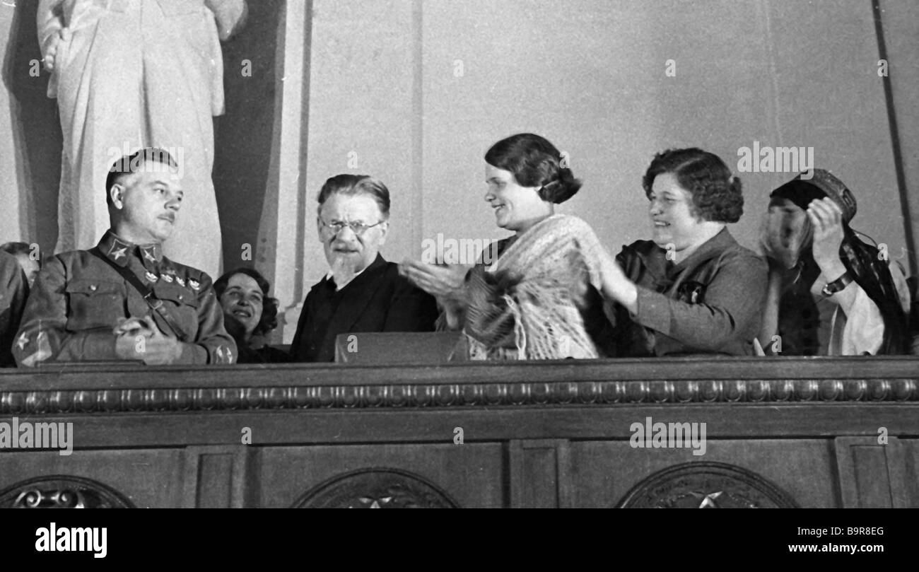 Delegates to a congress of Soviet army commanders wives greeting ...