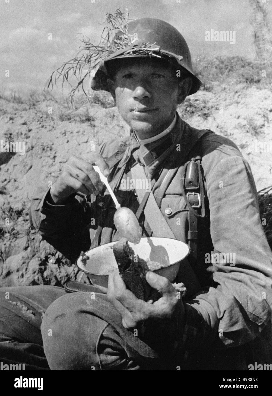 A soldier resting between the battles of Khalkhin Gol Stock Photo - Alamy