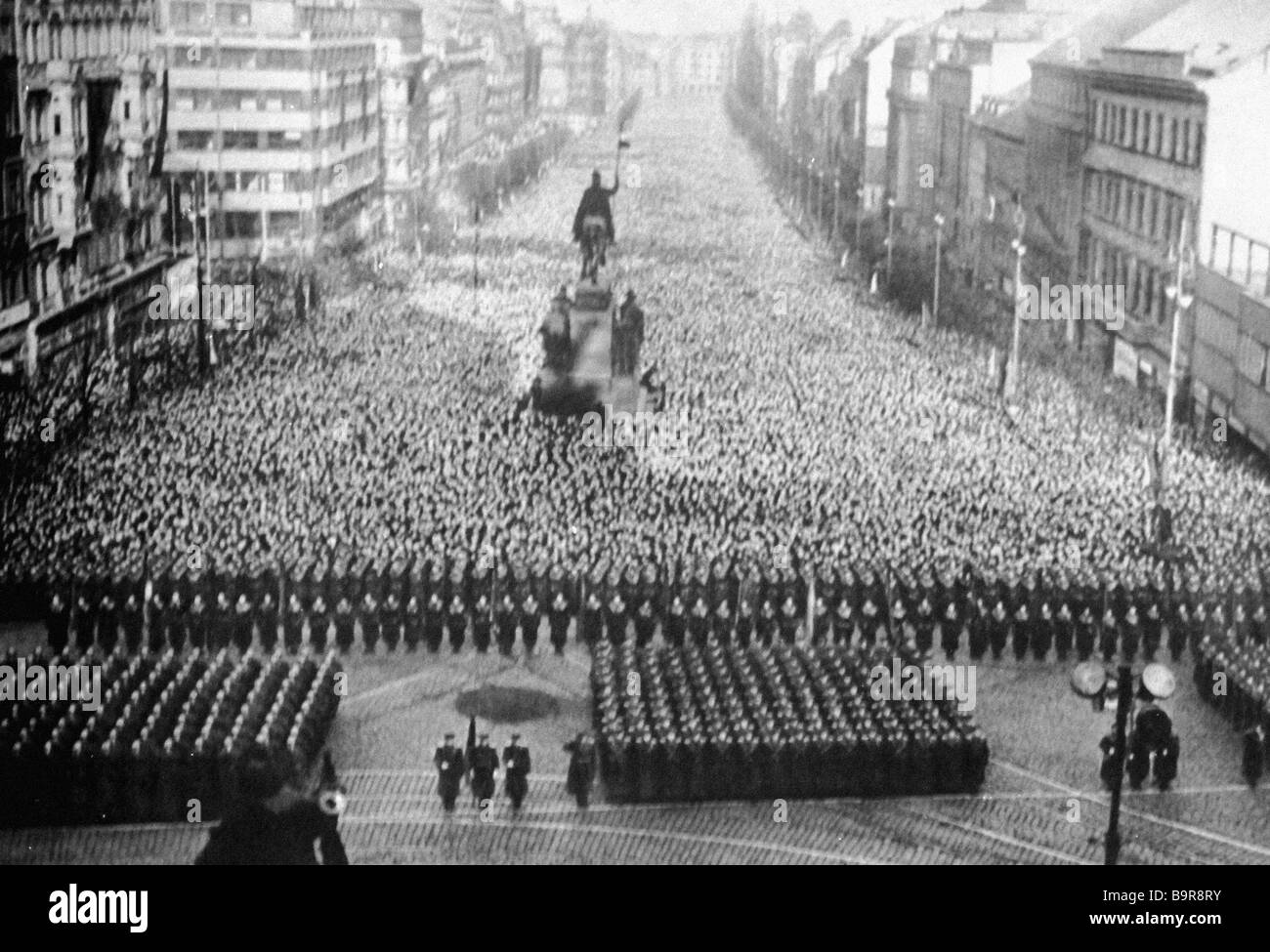 A mourning rally in Prague during Joseph Stalin s funeral March 9 1953 ...