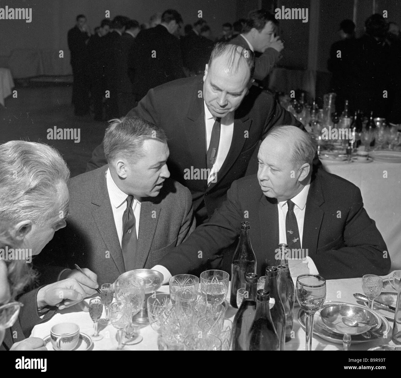 French journalist Jean Perard seated center interviews Mikhail Mil top ...