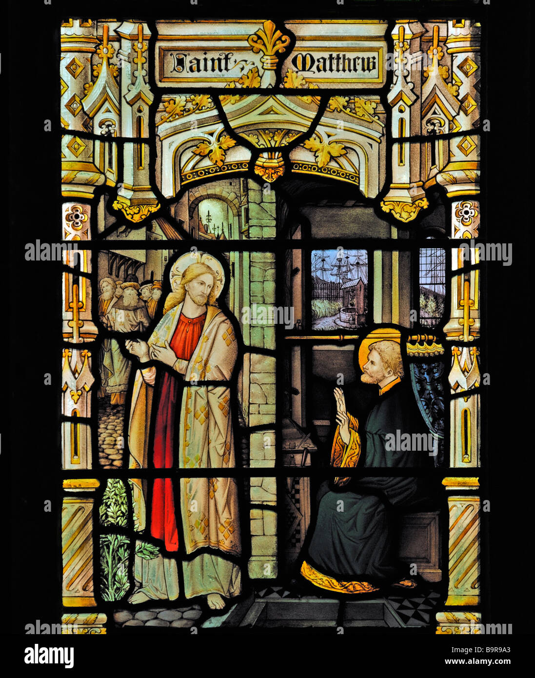 Saint Matthew, South nave window (detail). Church of Saint Mary, Dalton ...