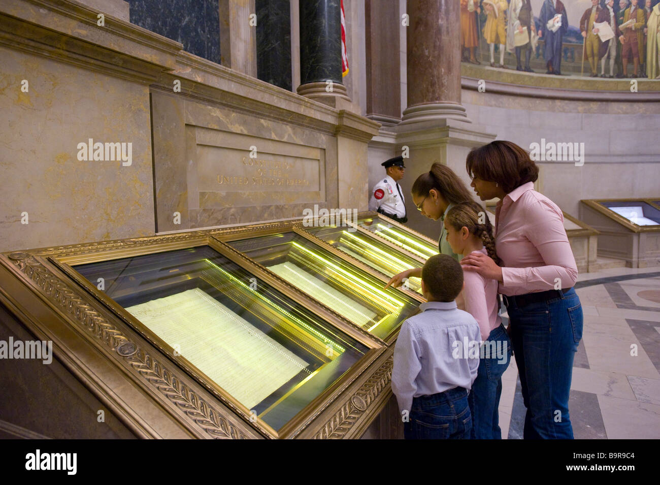 Washington DC The National Archives Rotunda family viewing the ...