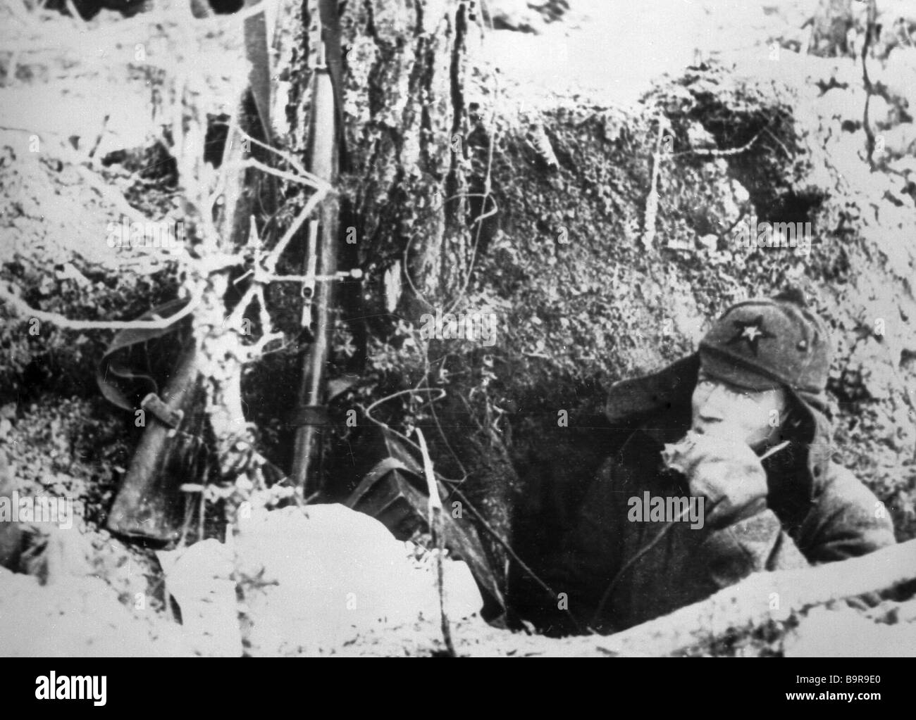 The Red Army soldier in trench during the Soviet Finnish War Stock ...