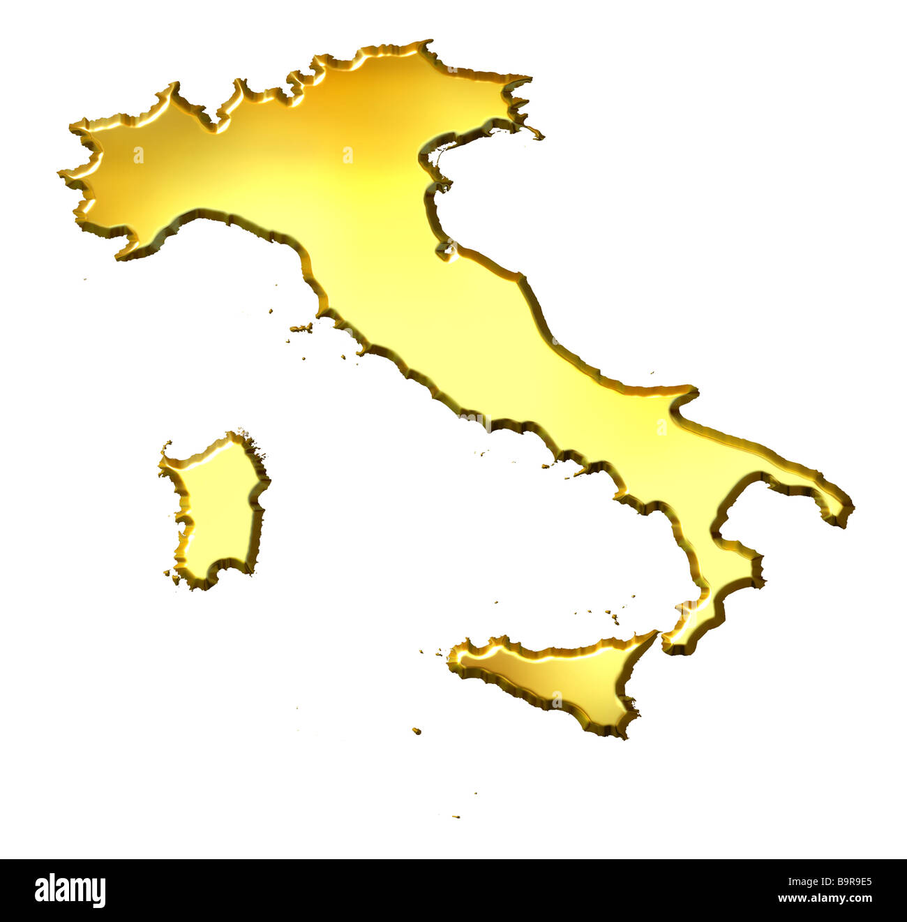 Italy 3d golden map isolated in white Stock Photo - Alamy