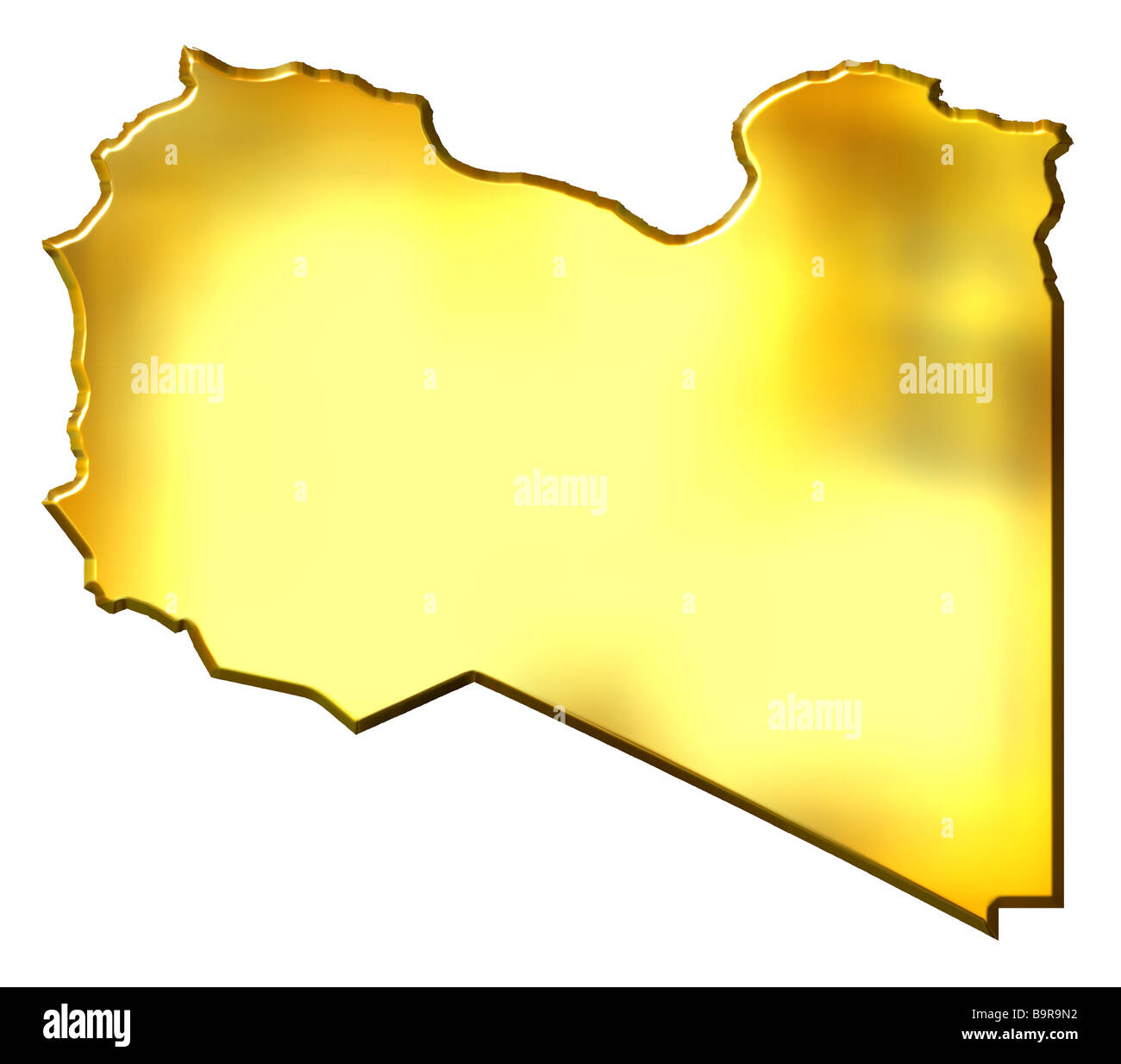 Libya 3d golden map isolated in white Stock Photo - Alamy