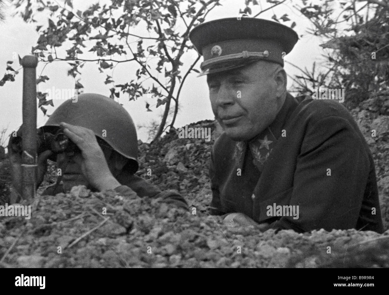 Marshal of the Soviet Union Semyon Timoshenko observes exercise near ...