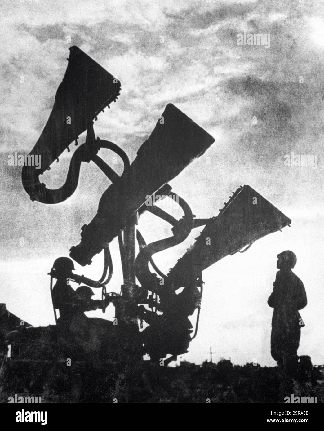 Air defense soldiers service the sound detector Stock Photo - Alamy