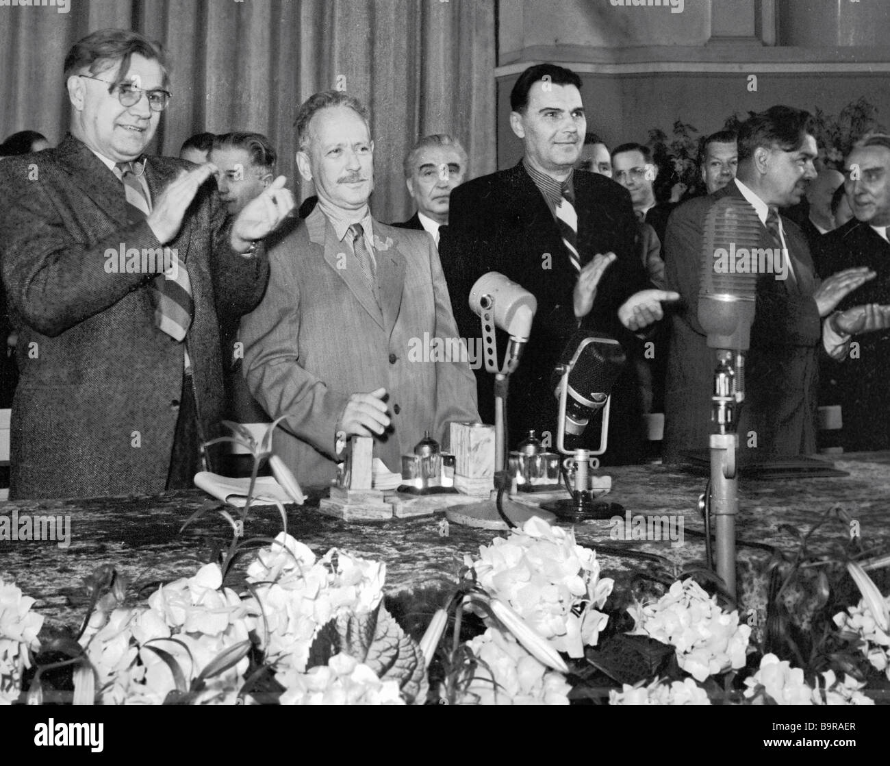 Writer Mikhail Sholokhov second left attends his birthday party at ...