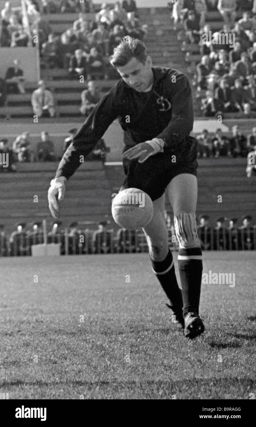 Goalkeeper Lev Yashin of Dynamo Moscow and U S S R national soccer team ...