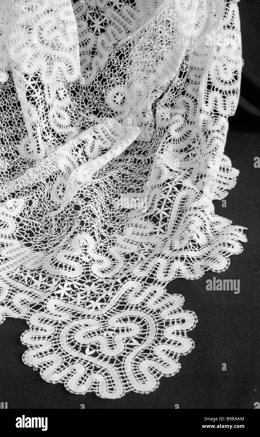 Lace bed spread by Vologda seamstresses Stock Photo - Alamy