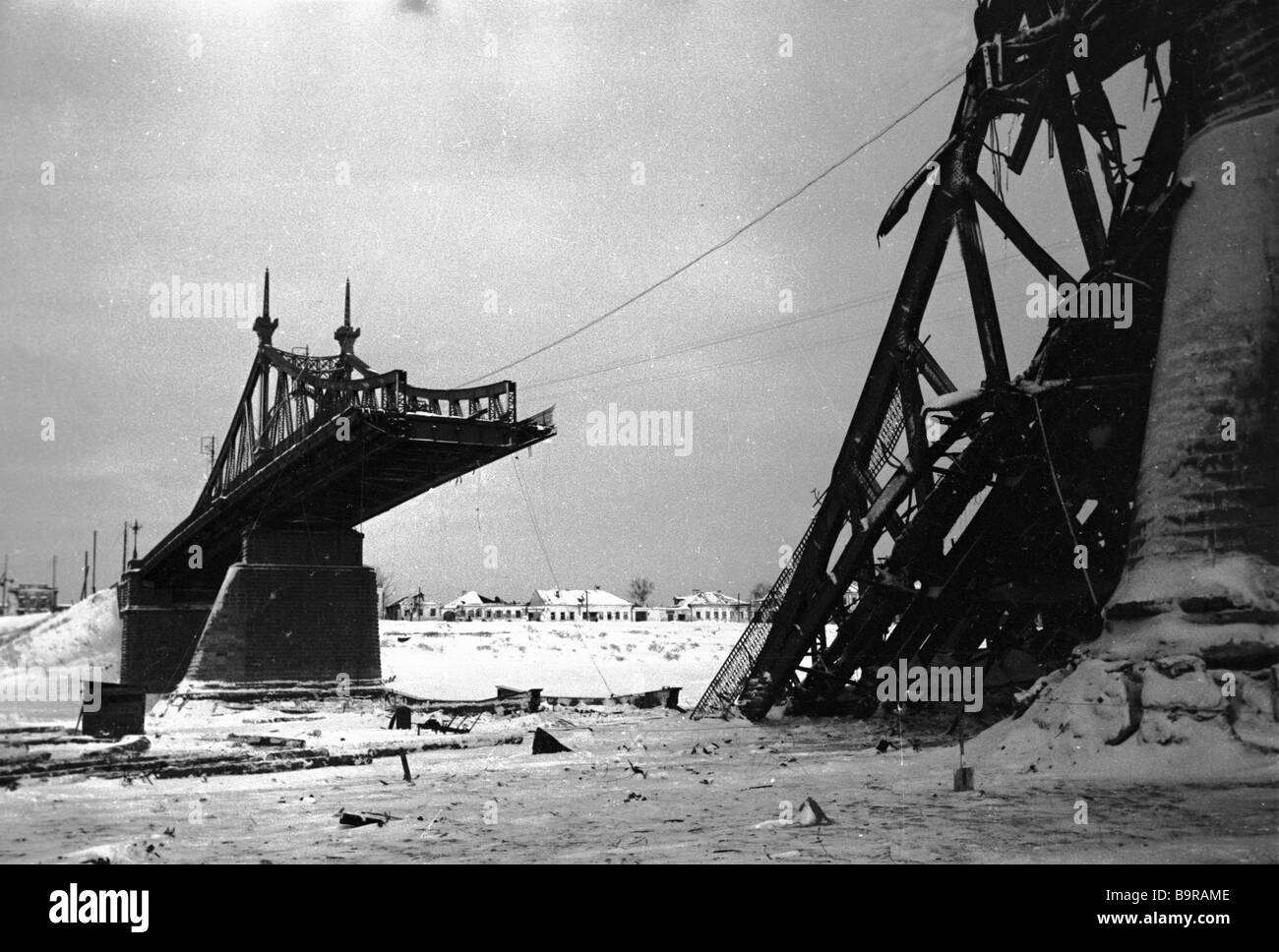 Ruins of a bridge exploded by Nazis Stock Photo - Alamy