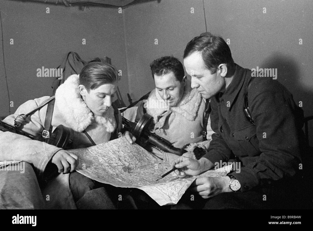 Soviet officers drafting a war plan WWII Stock Photo - Alamy