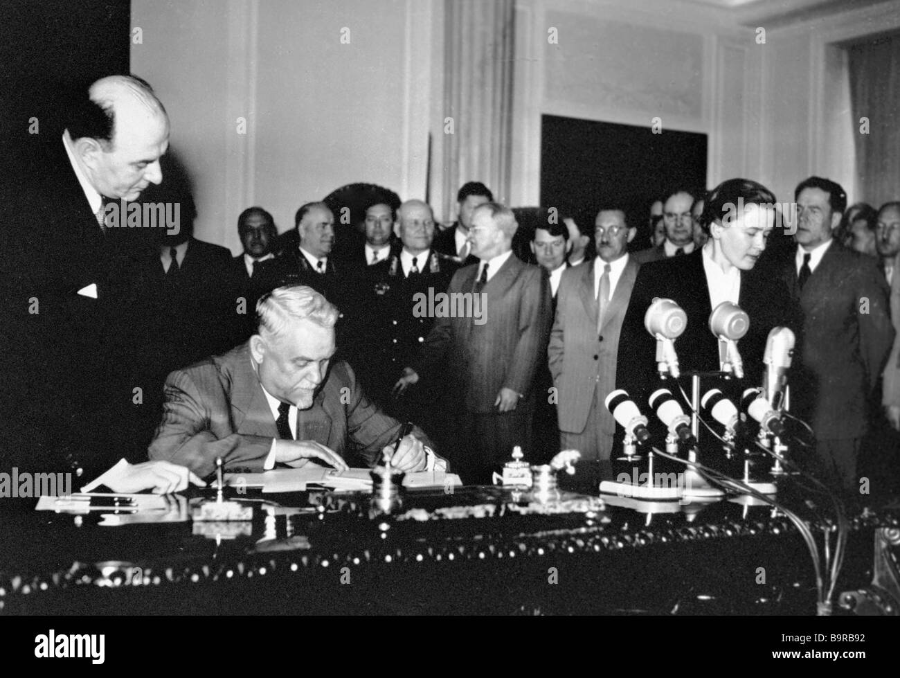 Nikolai Bulganin Chairman of the USSR Council of Ministers sitting is ...