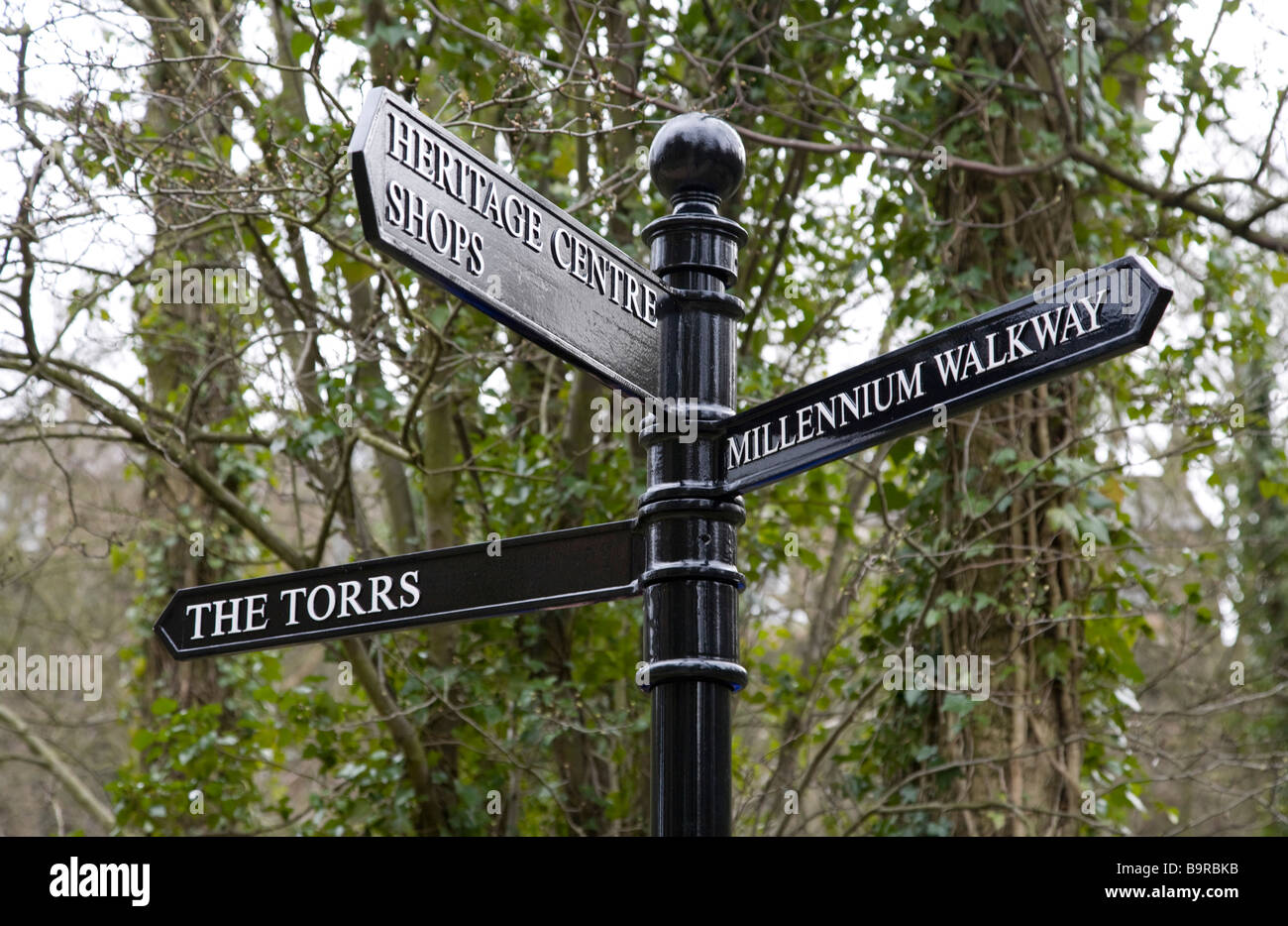 Sign post for The Torrs, Millennium Walkway and Heritage Centre. New ...