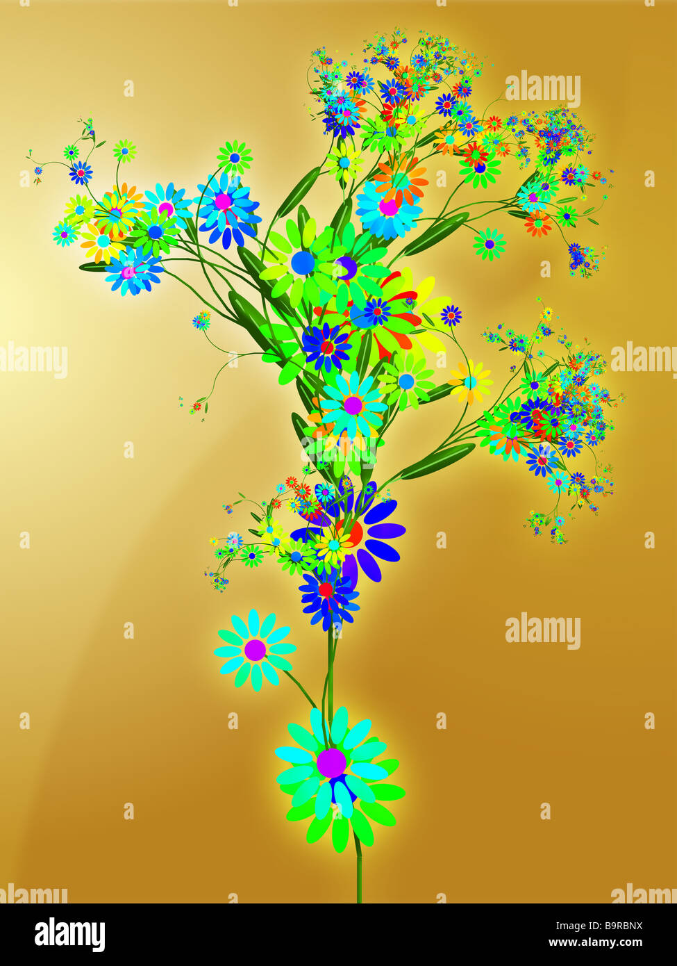 Floral nature themed design illustration with leaves and blossoms Stock ...