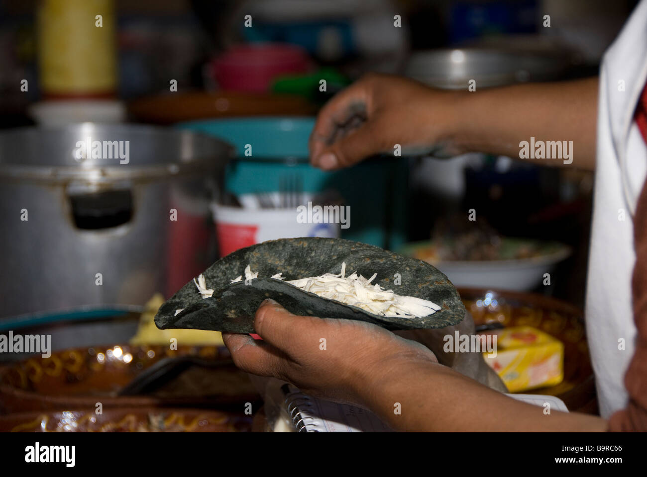 Mexican cuisine, preparing tacos Stock Photo - Alamy
