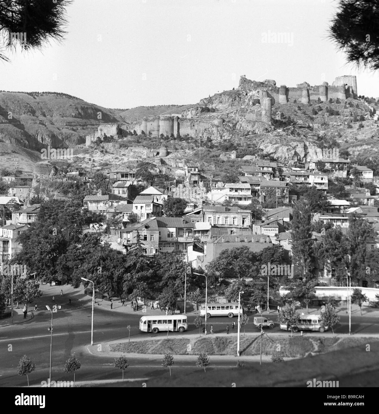 The Tbilisi fort and Old Town as seen from the Metekhi Castle Stock ...