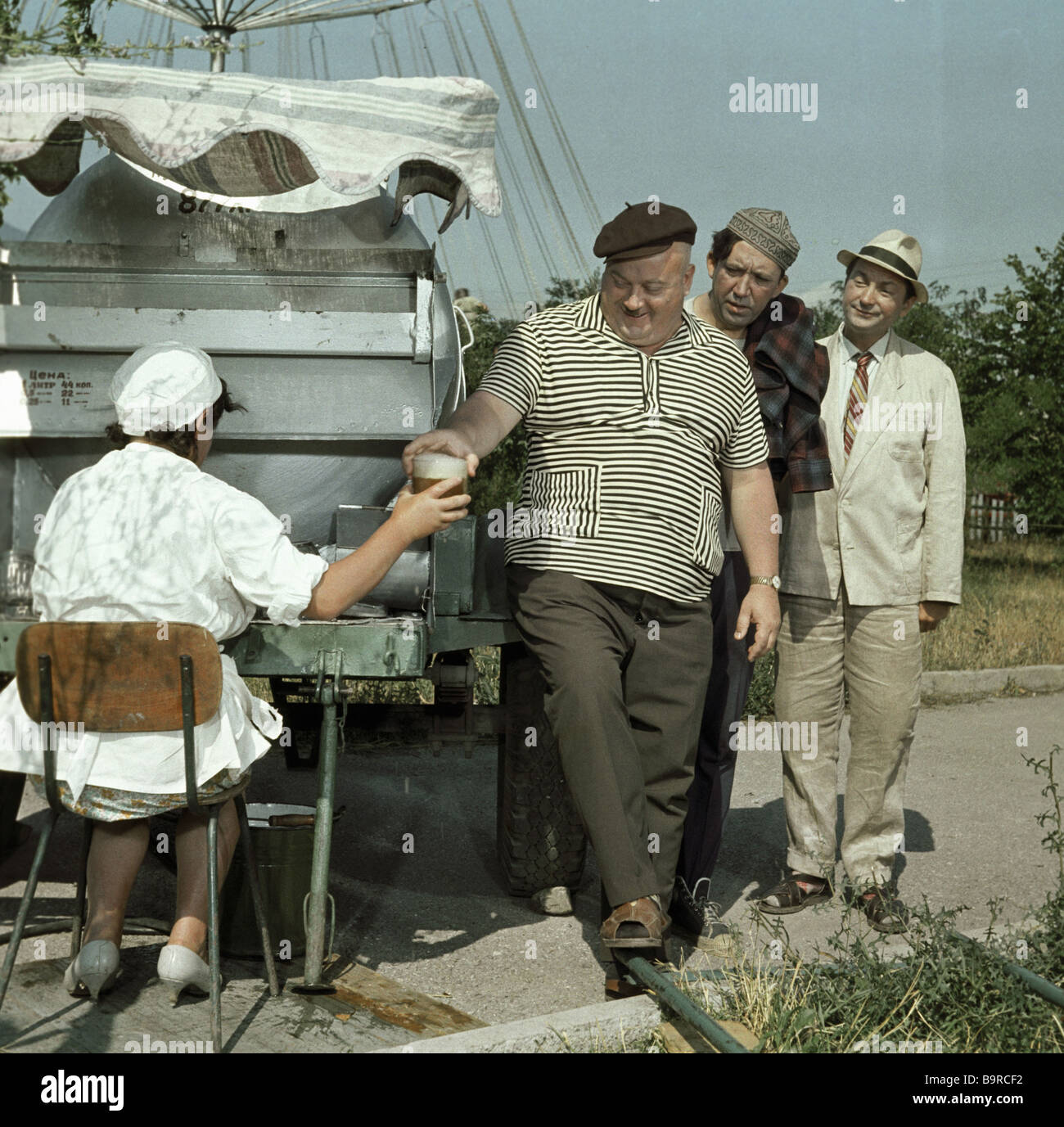 Actors Georgy Vitsyn as Coward right Yury Nikulin as Booby second right ...