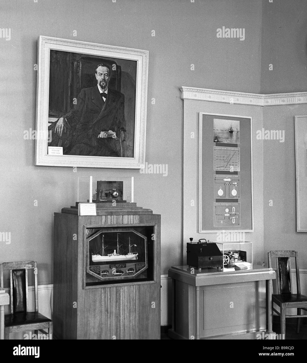 The radio inventor Alexander Popov stand in Polytechnical Museum Stock ...