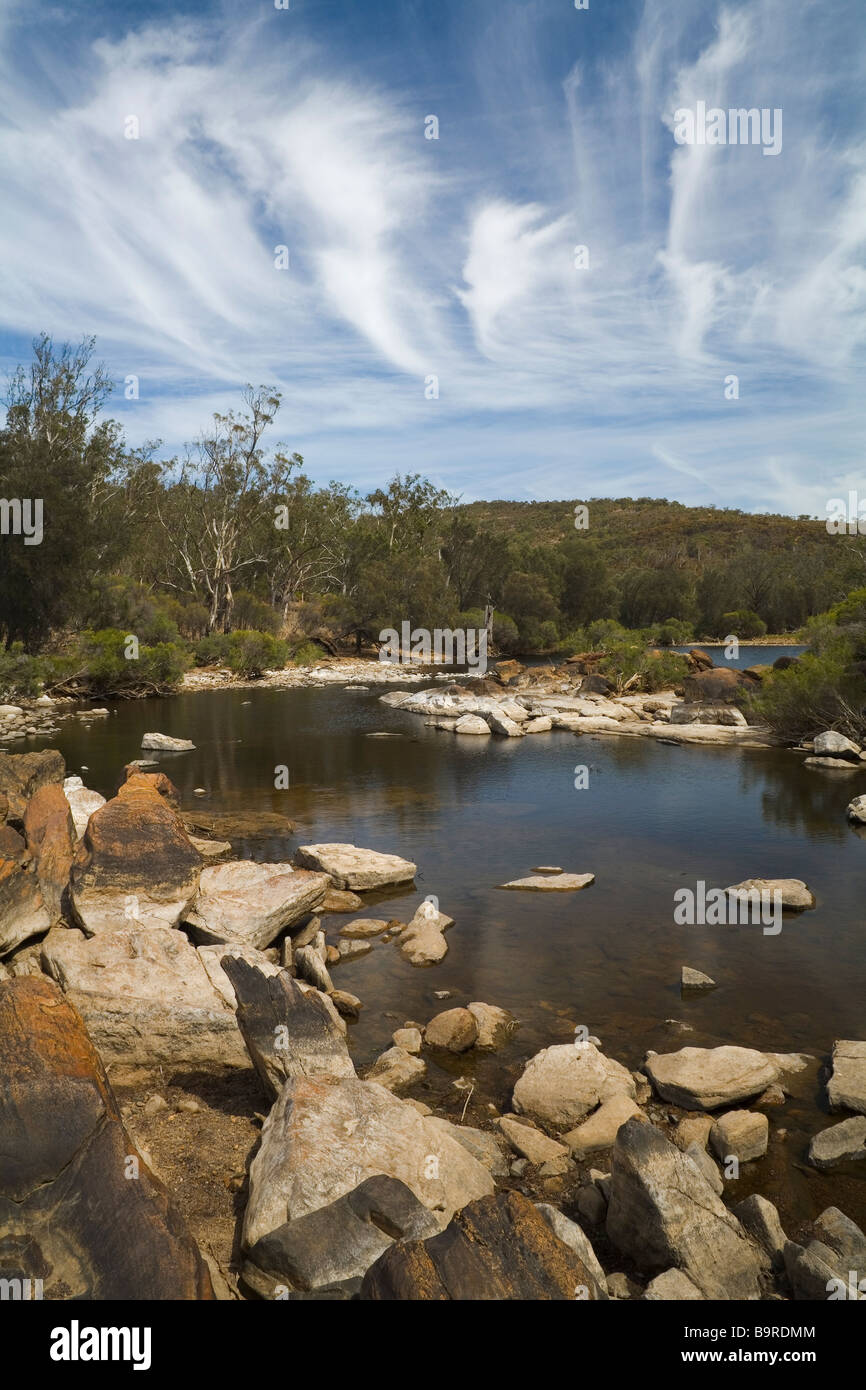 Granite boulders around a billabong on Western Australia's Avon River ...