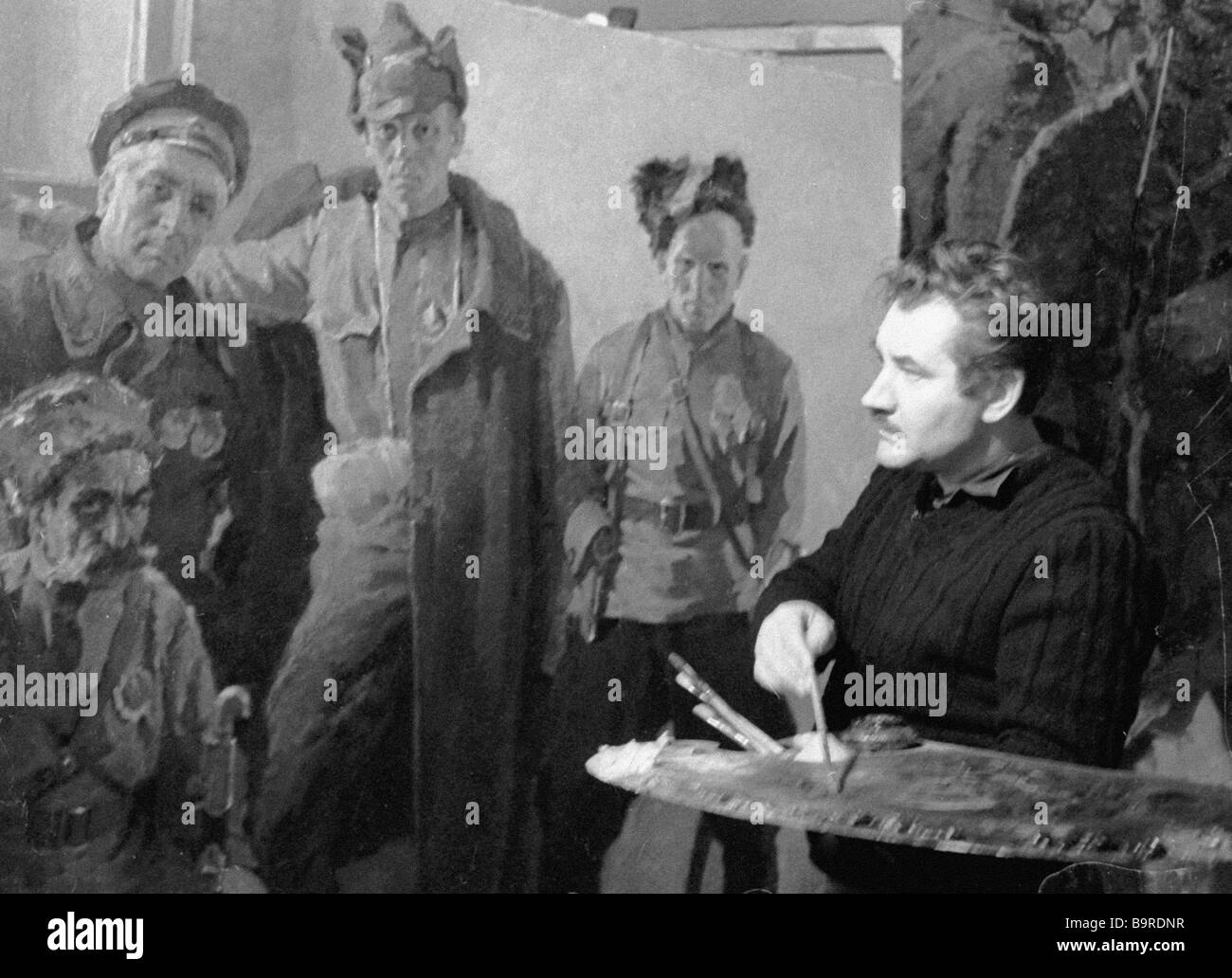 Painter Brut of the Mitrofan Grekov Studio works on the canvas The Red ...