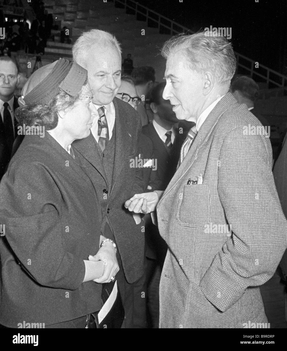 Soviet writer Ilya Erenburg right and French writers Elza Triolet Lui ...