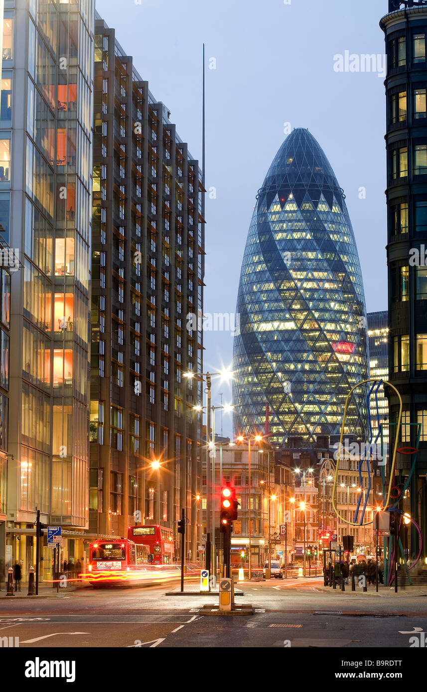 United Kingdom, London, Swiss Re Building nicknamed The Gherkin by ...