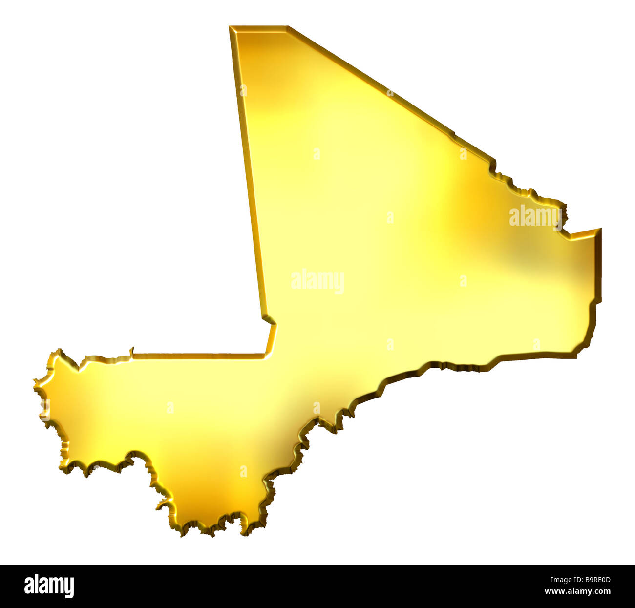 Mali 3d golden map isolated in white Stock Photo - Alamy