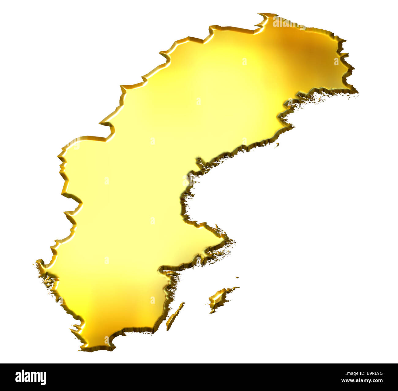 Sweden 3d golden map isolated in white Stock Photo - Alamy