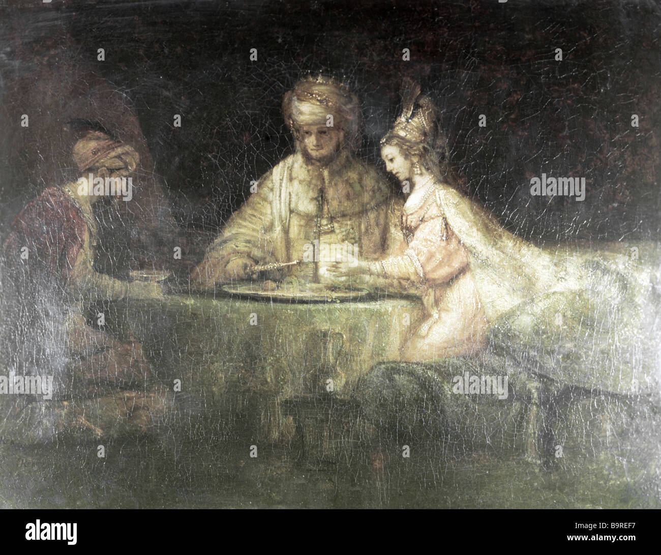 Reproduction of painting Asshur Aman and Esther by Rembrandt van Rijn ...