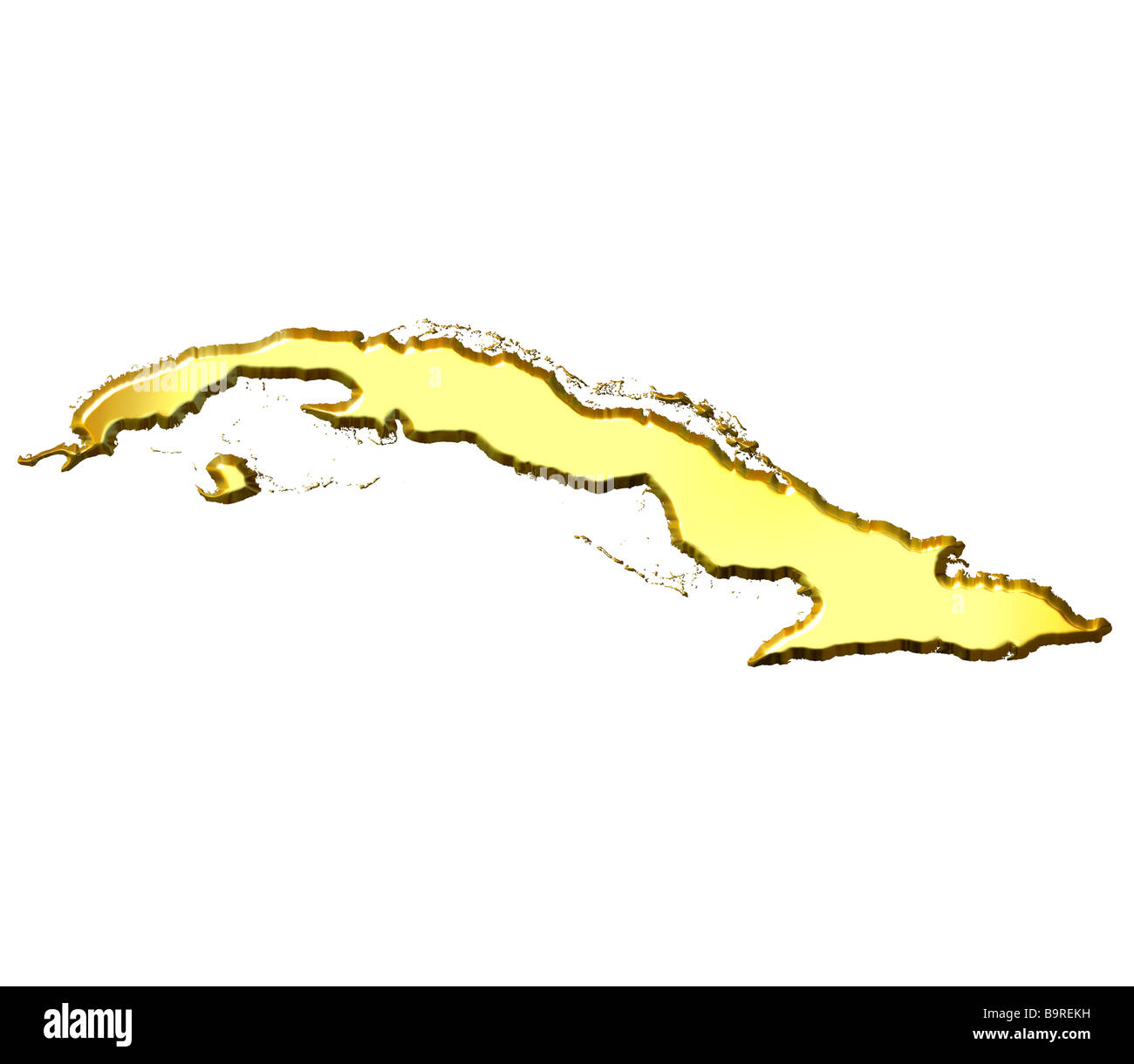 Cuba 3d golden map isolated in white Stock Photo - Alamy