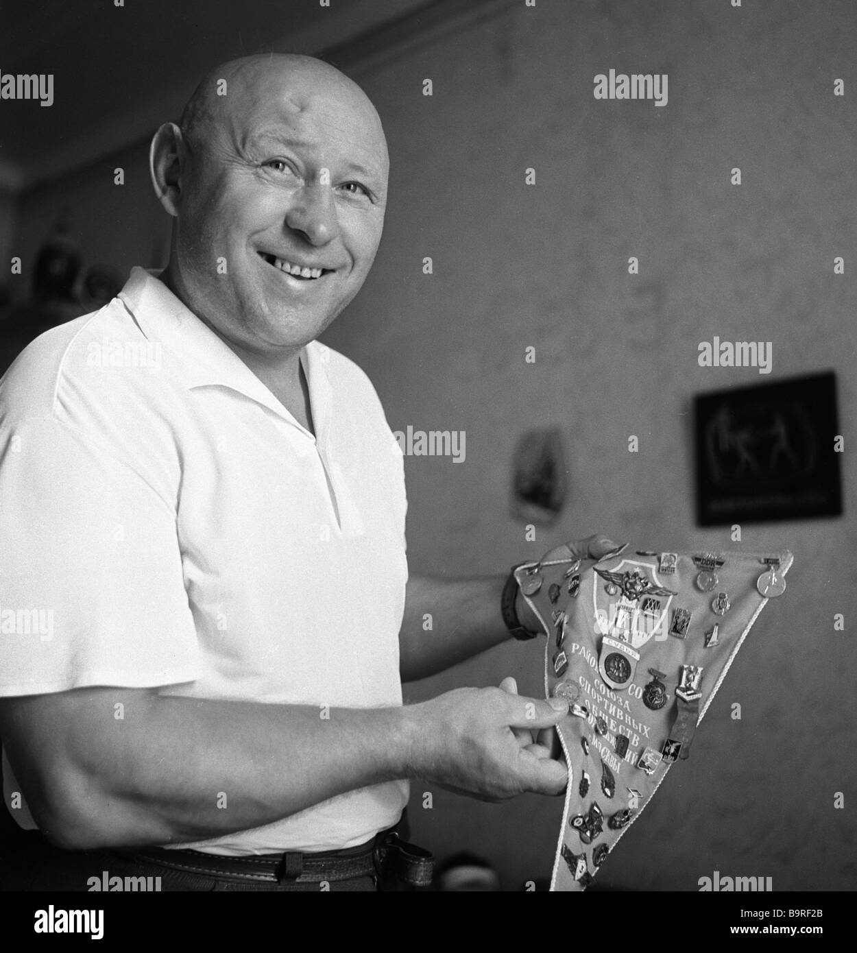 Famous Soviet boxer Nikolai Korolev showing his awards Stock Photo - Alamy