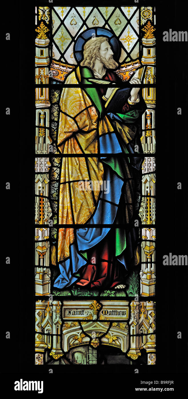 Saint Matthew, South nave window (detail). Church of Saint Mary, Dalton ...