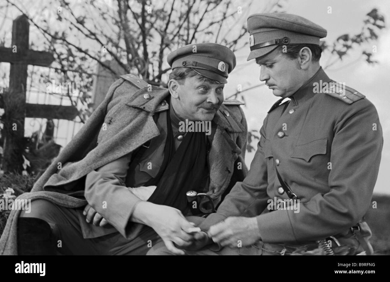 Actors Nikolai Gritsenko as Roshchin right and Andrei Smirnov as Teplov ...