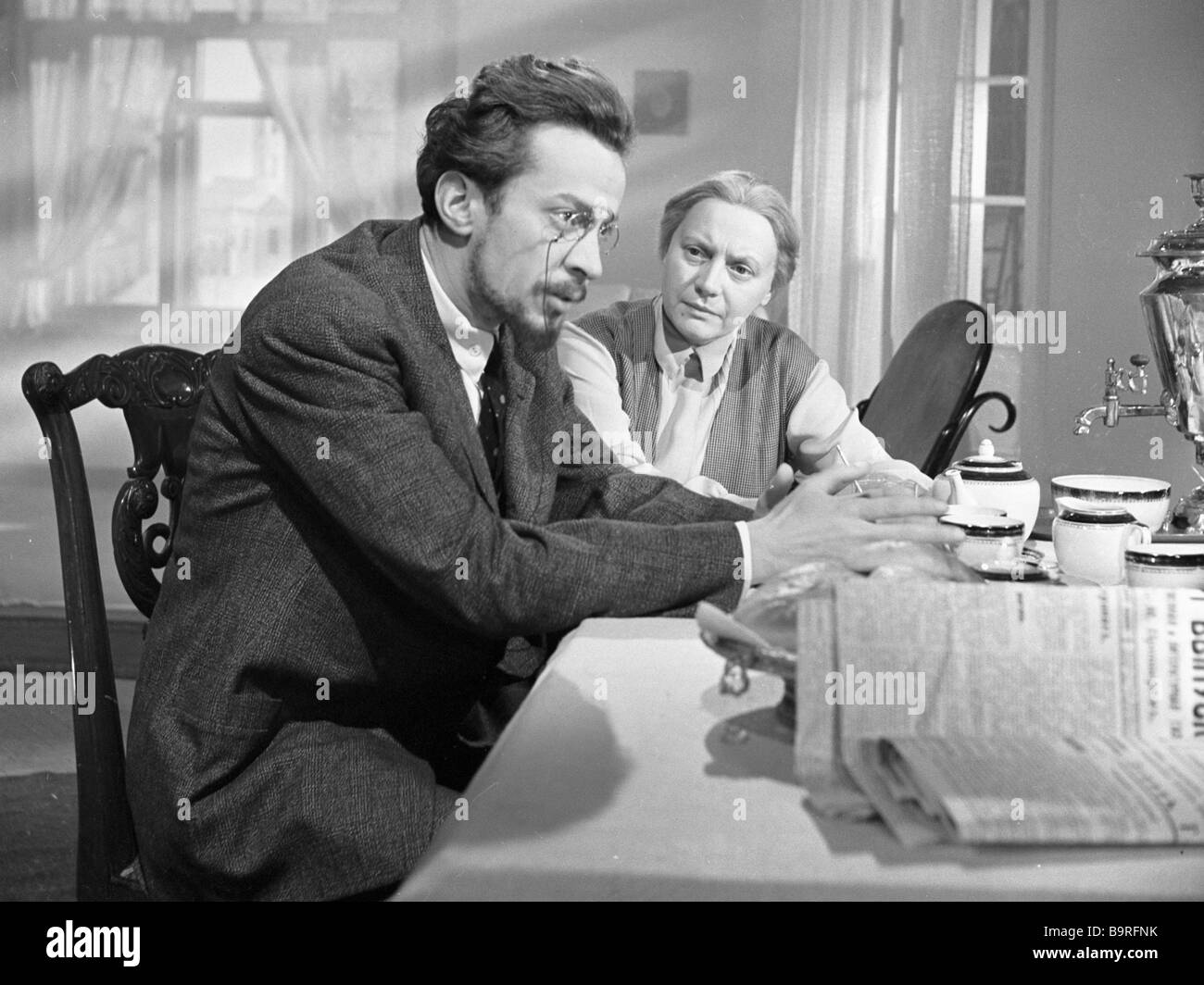 Actors Alexander Kutepov as Sverdlov left and Maria Pastukhova as ...