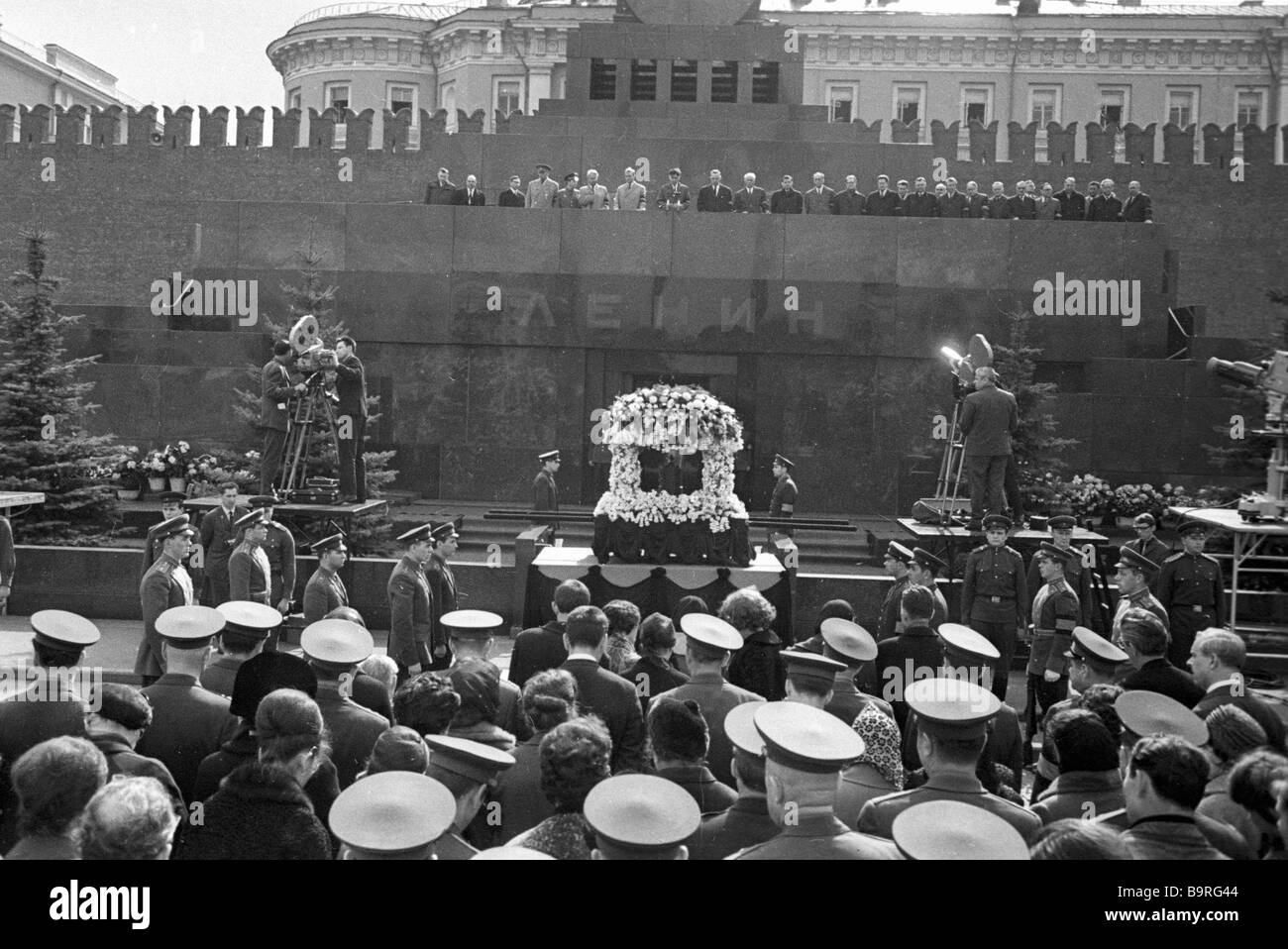 Mourning rally during cosmonaut Vladimir Komarov s funeral Red Square ...