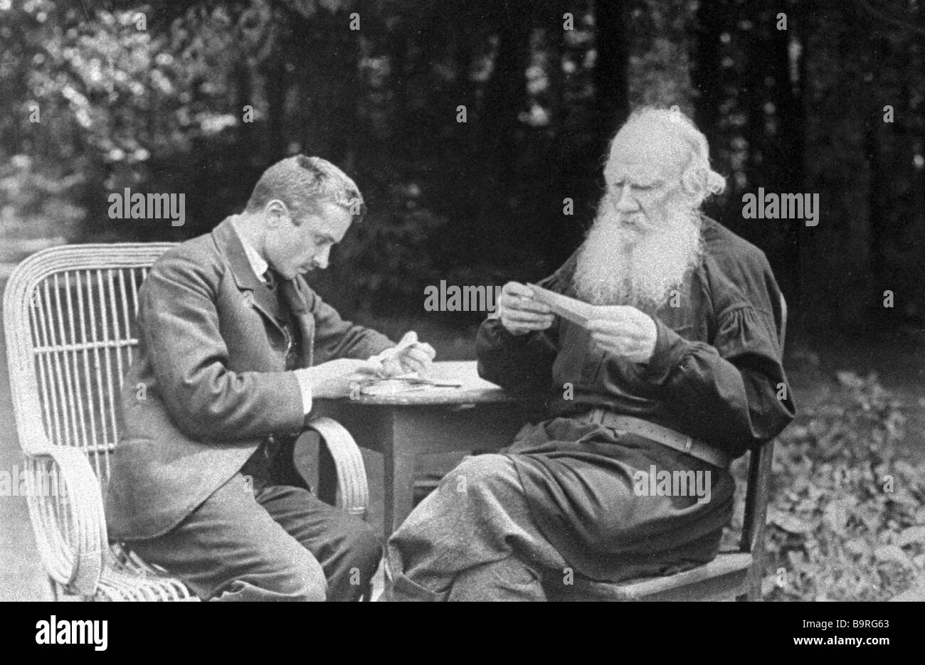 Writer Leo Tolstoy right and his secretary Valentin Bulgakov left ...