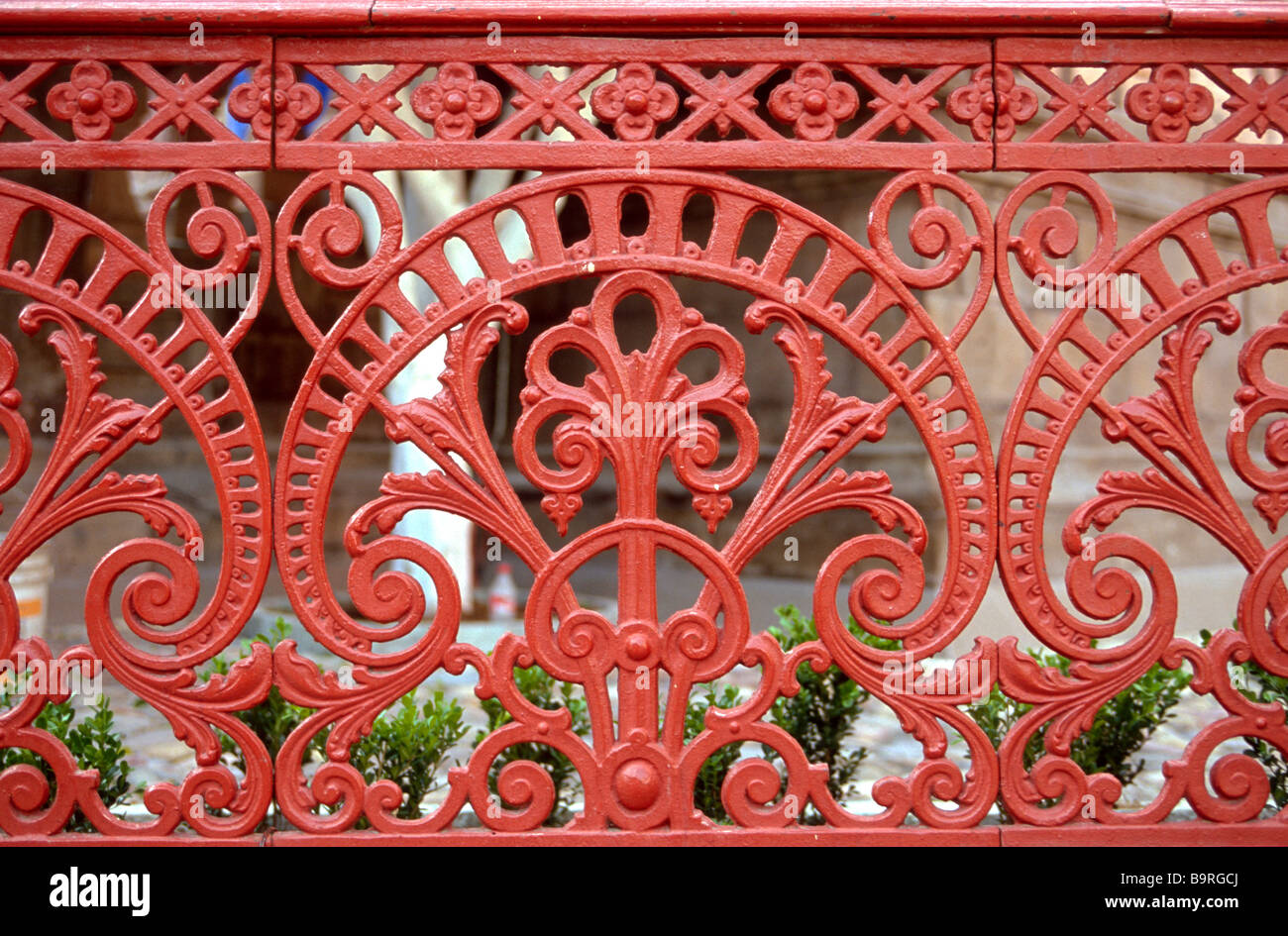 Ornamental metal railing pattern in the colonial city of Guanajuato ...
