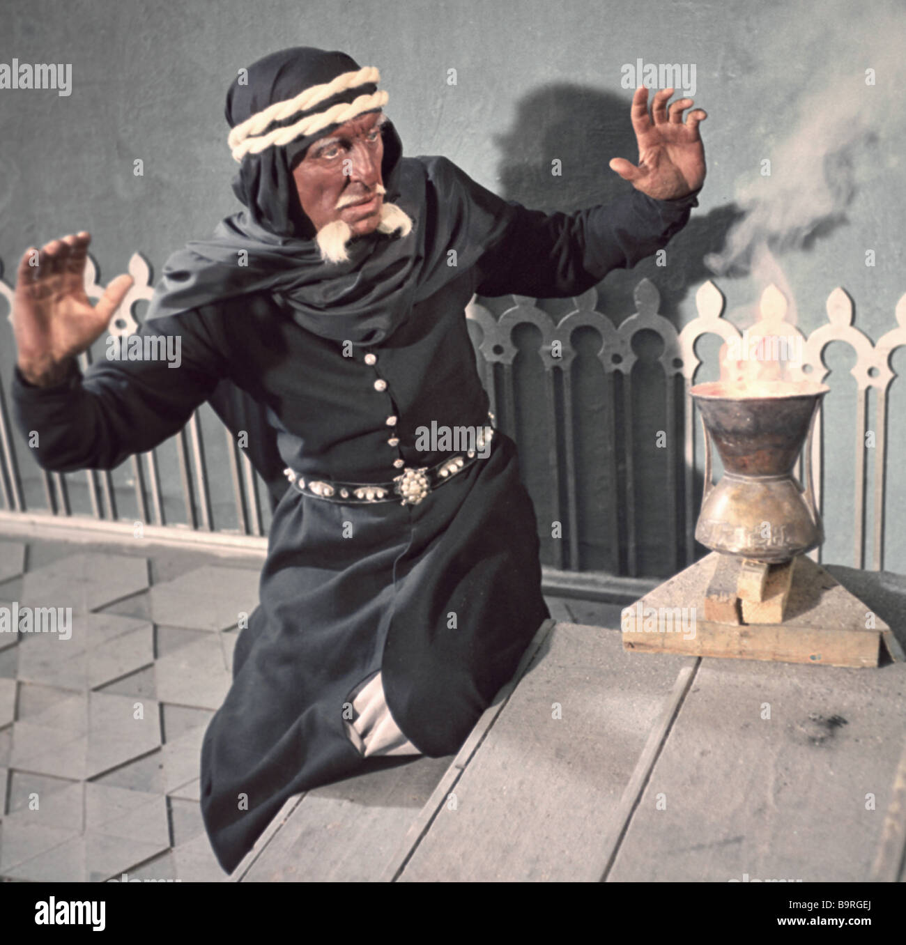 Actor Andrei Fait as the Maghrebian in the film Aladdin and His Magic ...