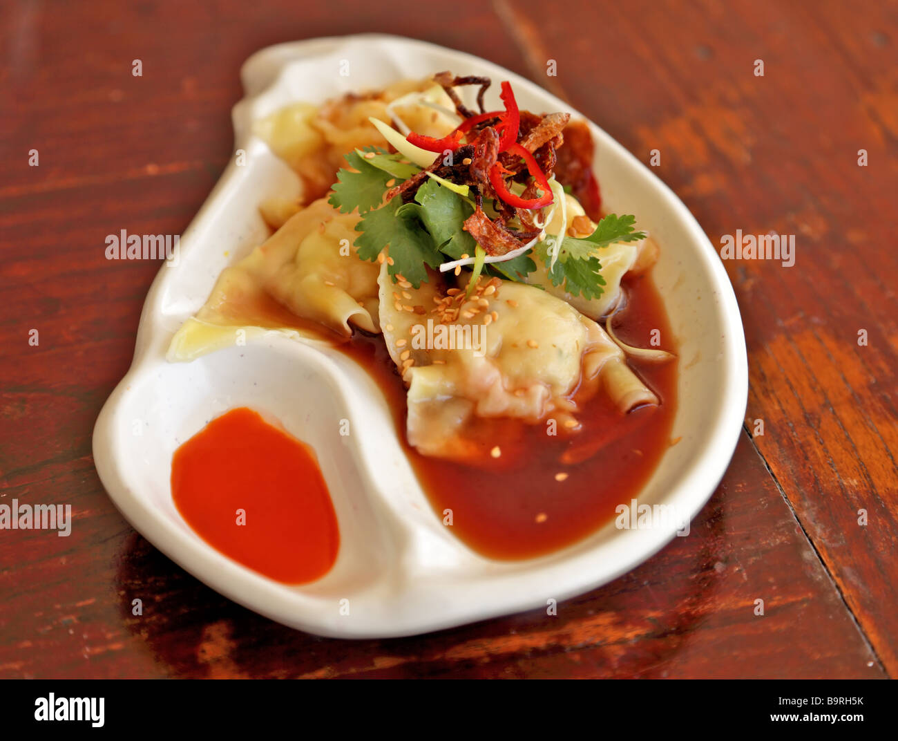 Chinese won ton with many ingredients and served with vegetables Stock ...