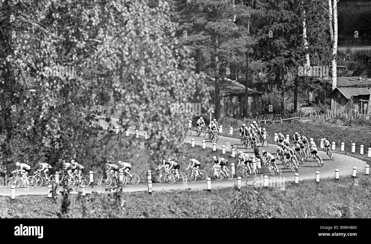 Cyclists in a group race Stock Photo - Alamy