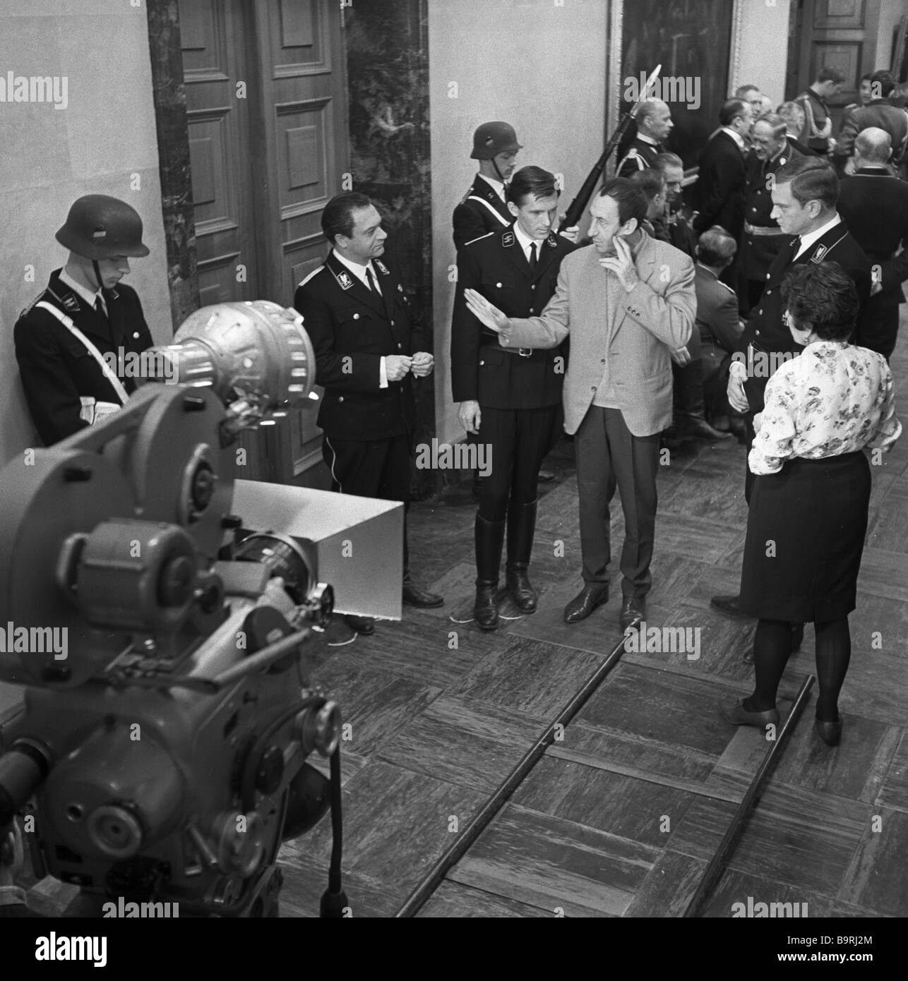 Film director Vladimir Basov giving instructions during the making of ...