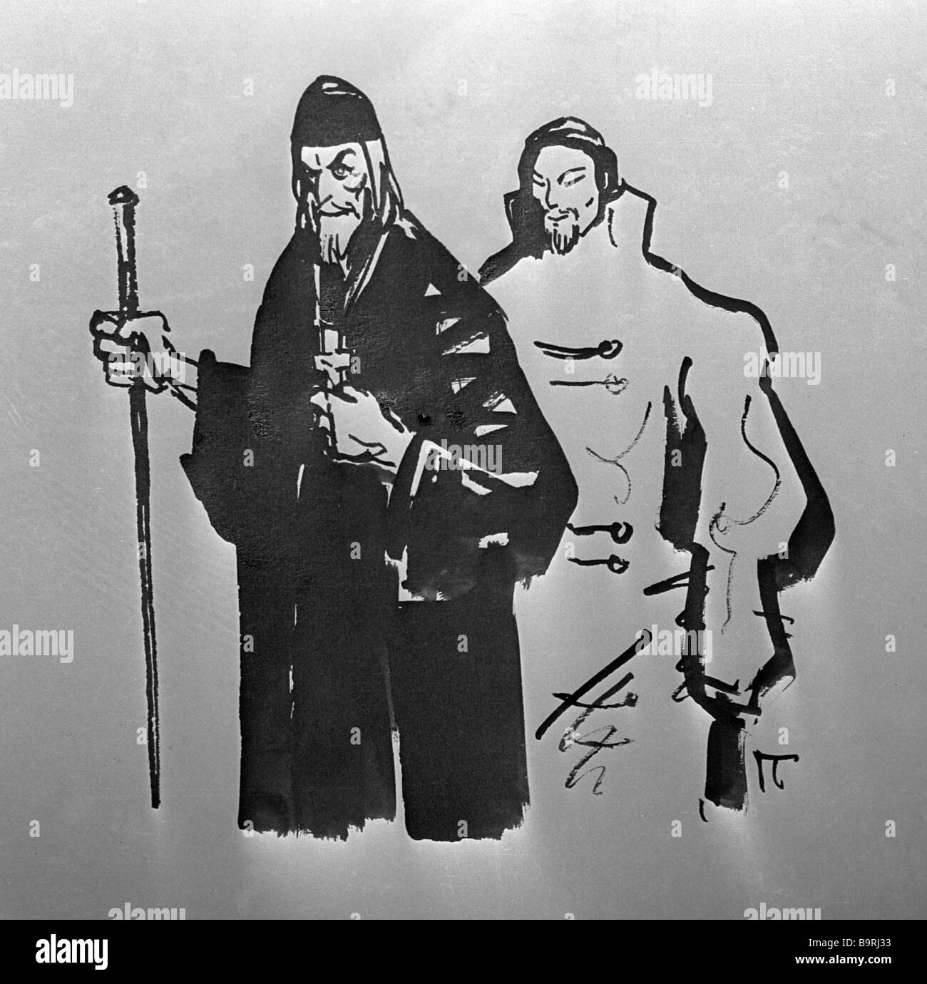 A print of the drawing Ivan the Terrible and Boris Godunov by artist ...
