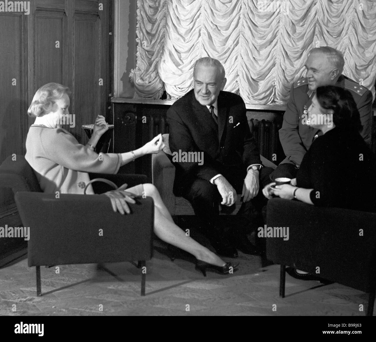 From left to right Galina Ulanova Mikhail Tsarev Boris Aleksandrov People s Artists of the USSR ...